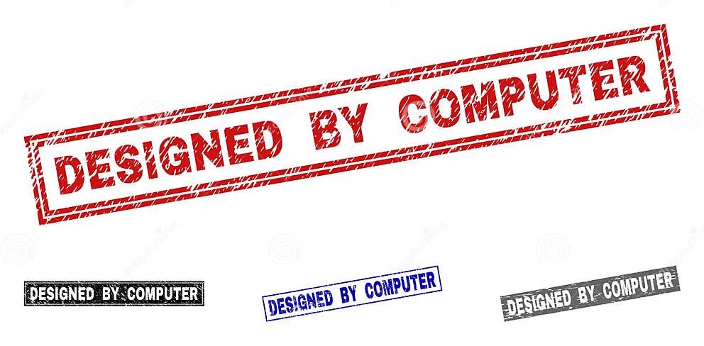 Grunge DESIGNED by COMPUTER Textured Rectangle Stamp Seals Stock Vector ...