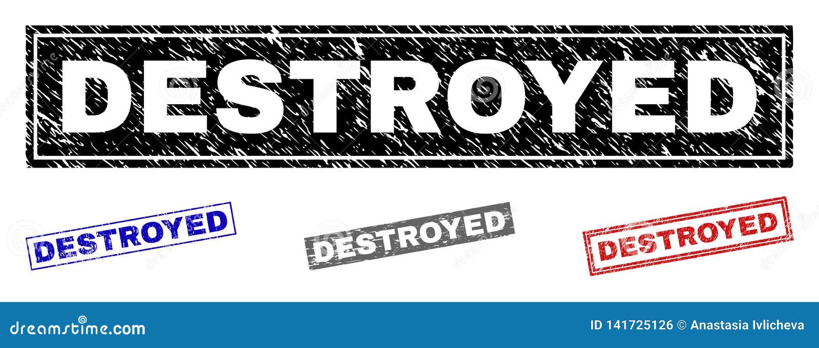 Grunge DESTROYED Scratched Rectangle Stamps Stock Vector - Illustration ...