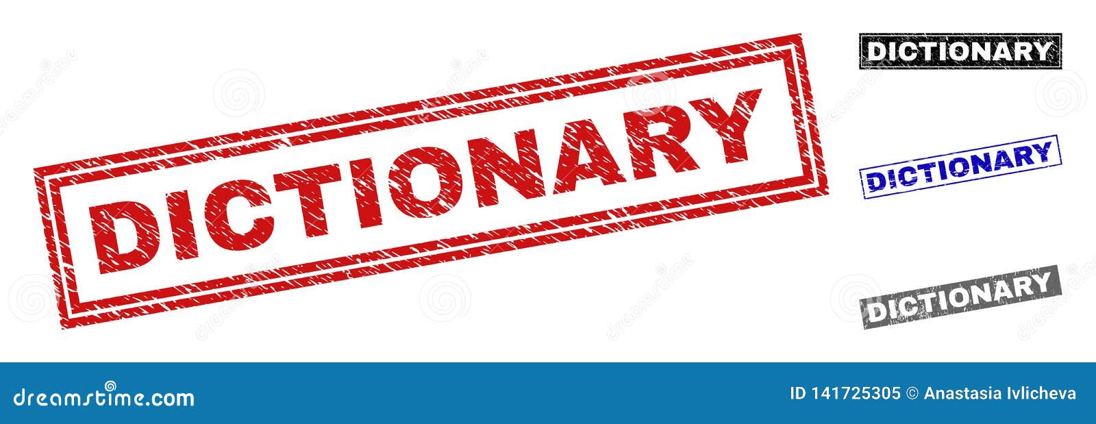 Grunge DICTIONARY Scratched Rectangle Watermarks Stock Vector ...