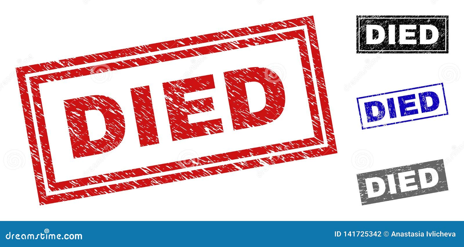 Grunge DIED Scratched Rectangle Stamps Stock Vector - Illustration of ...