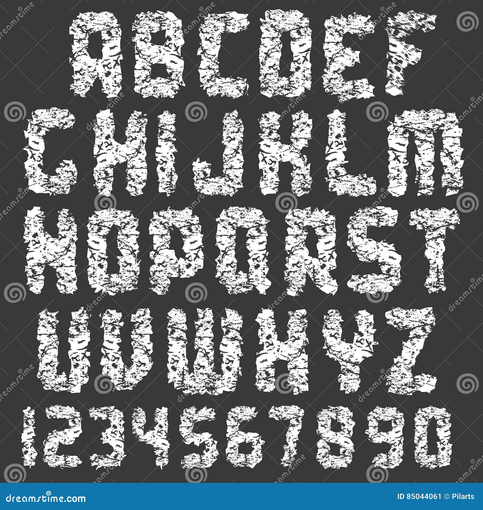 Grunge Dirty Font. stock vector. Illustration of sign - 85044061