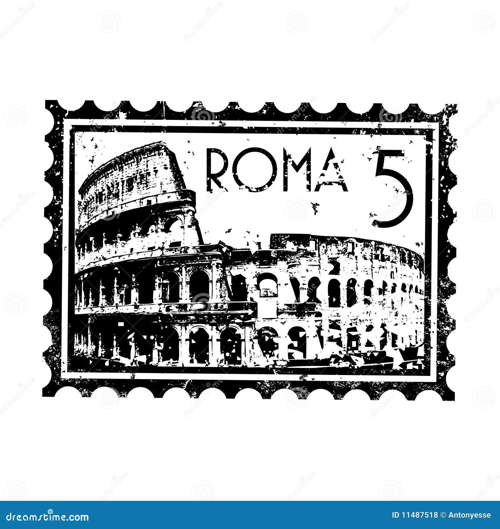 Grunge Do Estilo Do Selo Ou Do Carimbo Postal De Roma Ilustração do ...