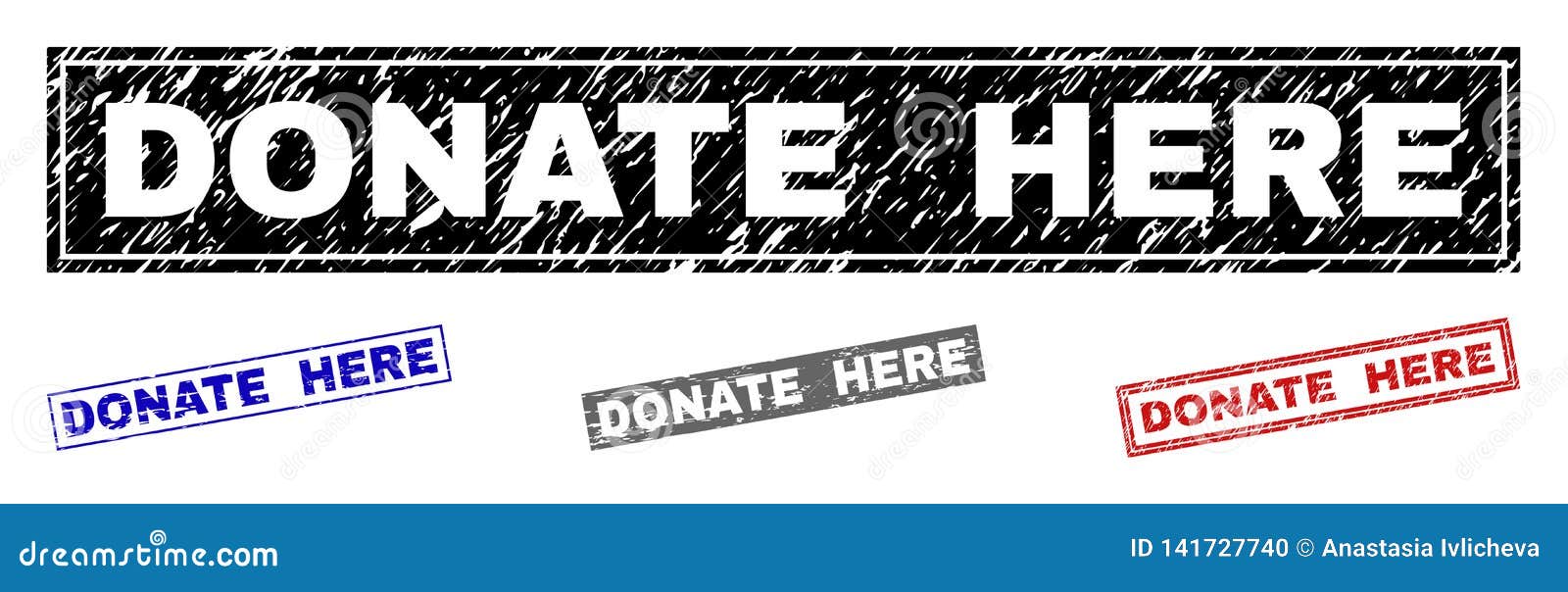Grunge DONATE HERE Scratched Rectangle Stamp Seals Stock Vector ...