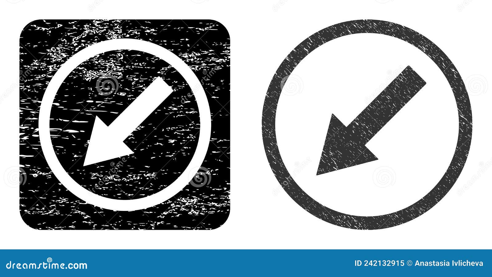 Grunge Down-Left Rounded Arrow Carved Seal Stock Vector - Illustration ...