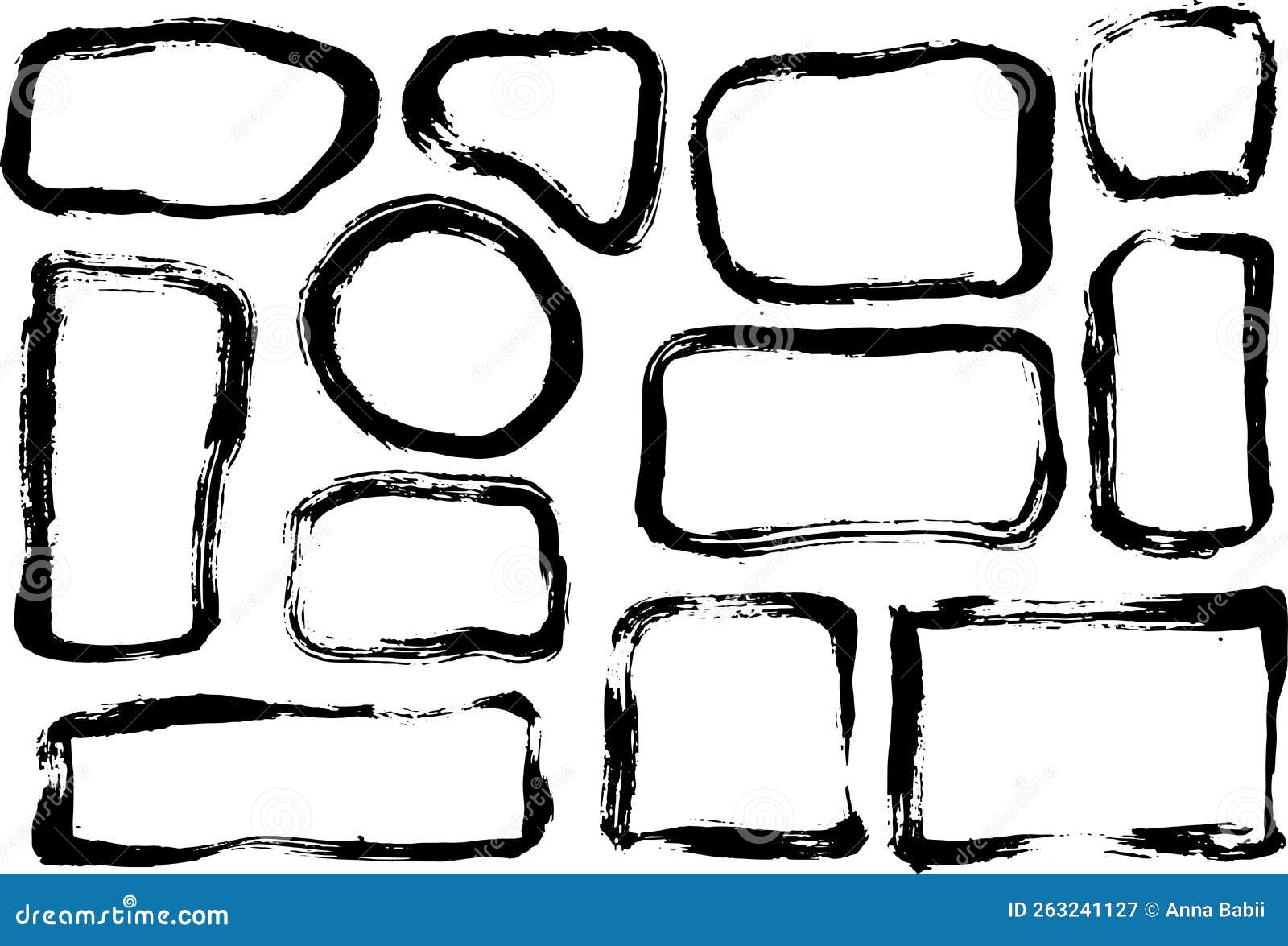 Grunge Dry Brush Frames Vector Set Stock Illustration - Illustration of ...