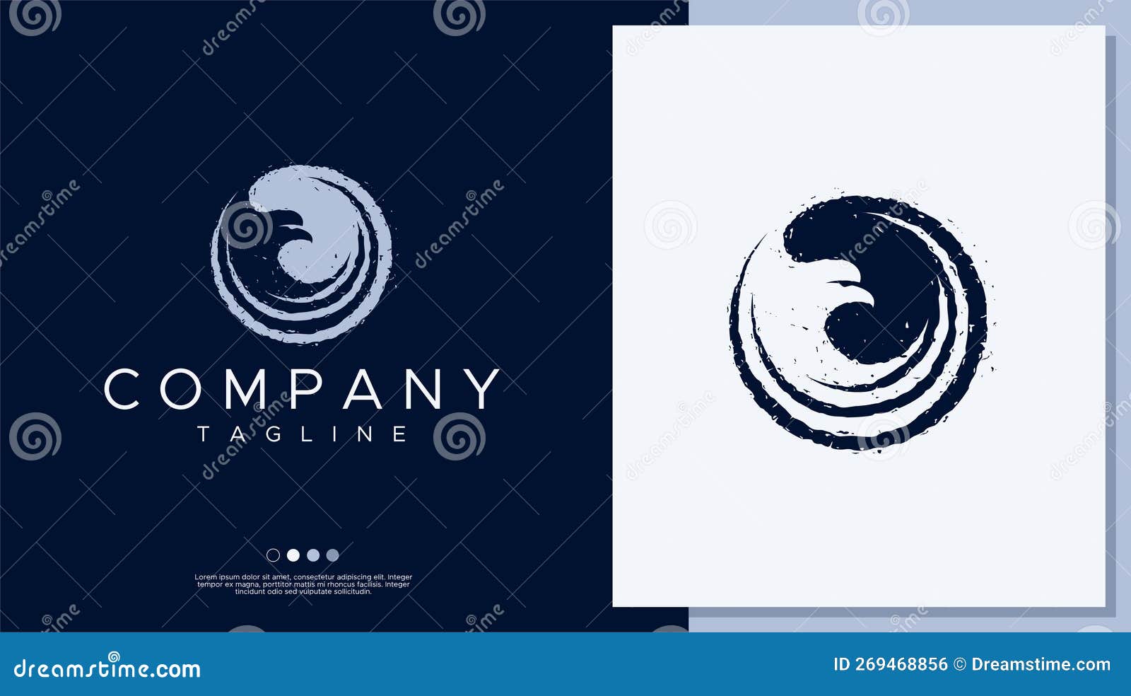 Grunge Eagle Bird Logo Design Template. Circle Hawk Logo Vector. Stock ...
