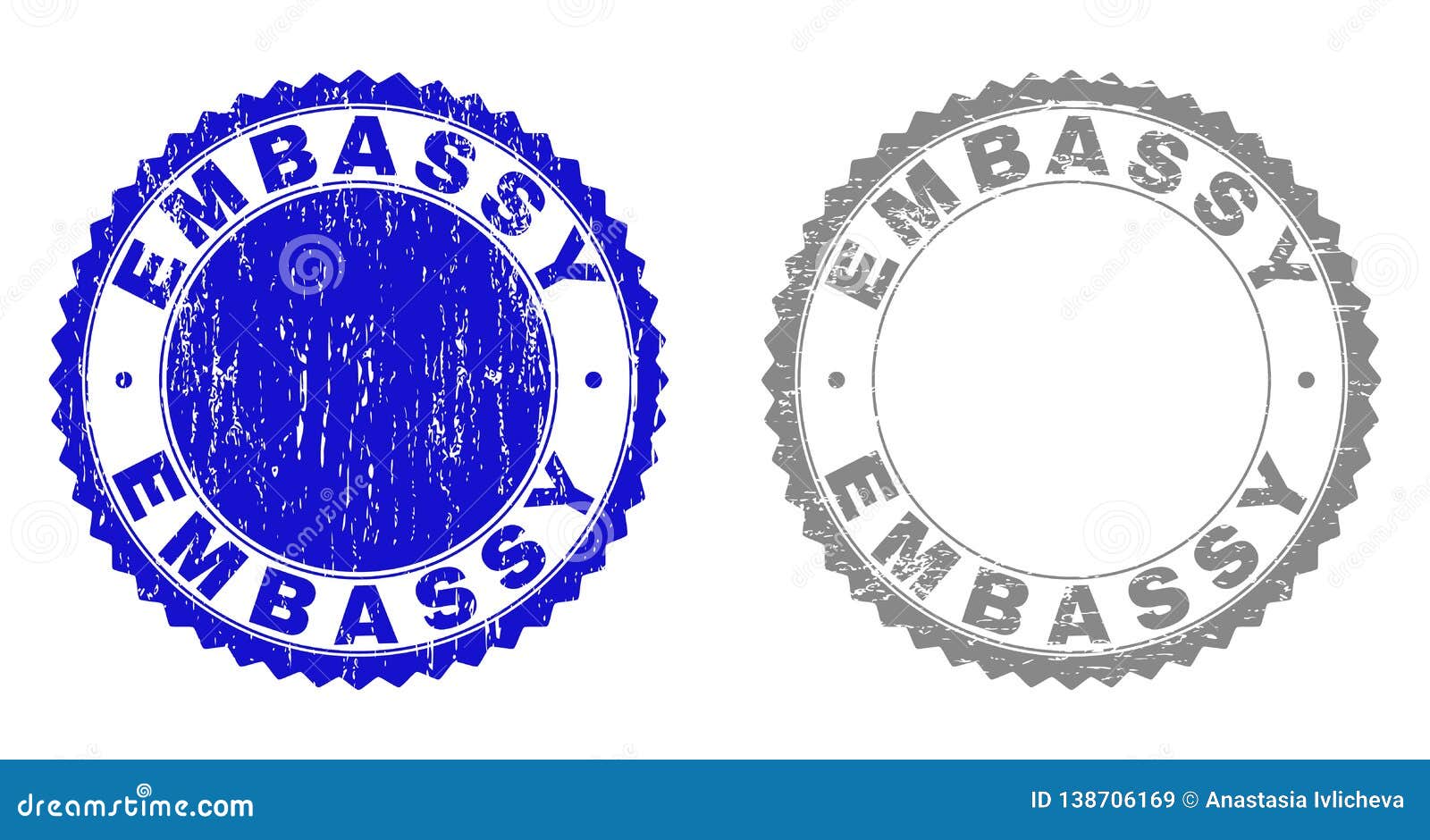 Embassy Rosette And Rectangle Bicolor Badges With Unclean Textures