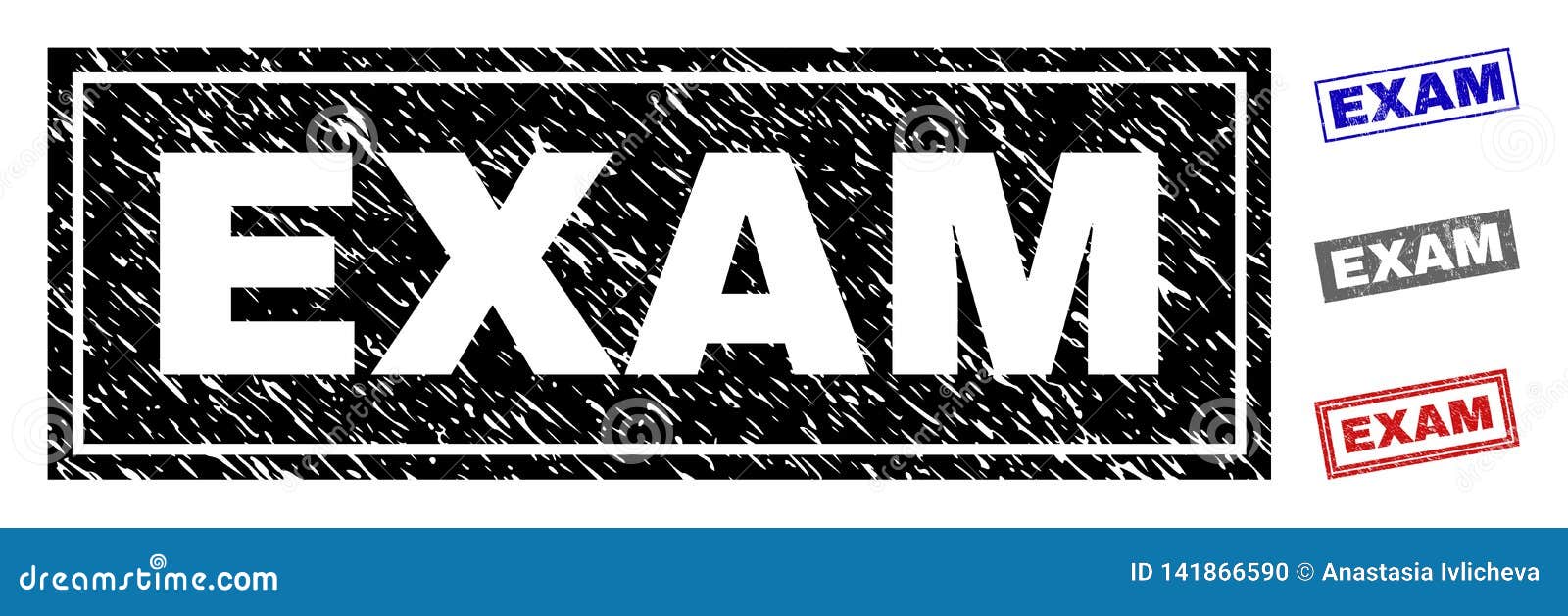 Grunge EXAM Textured Rectangle Stamp Seals Stock Vector - Illustration ...