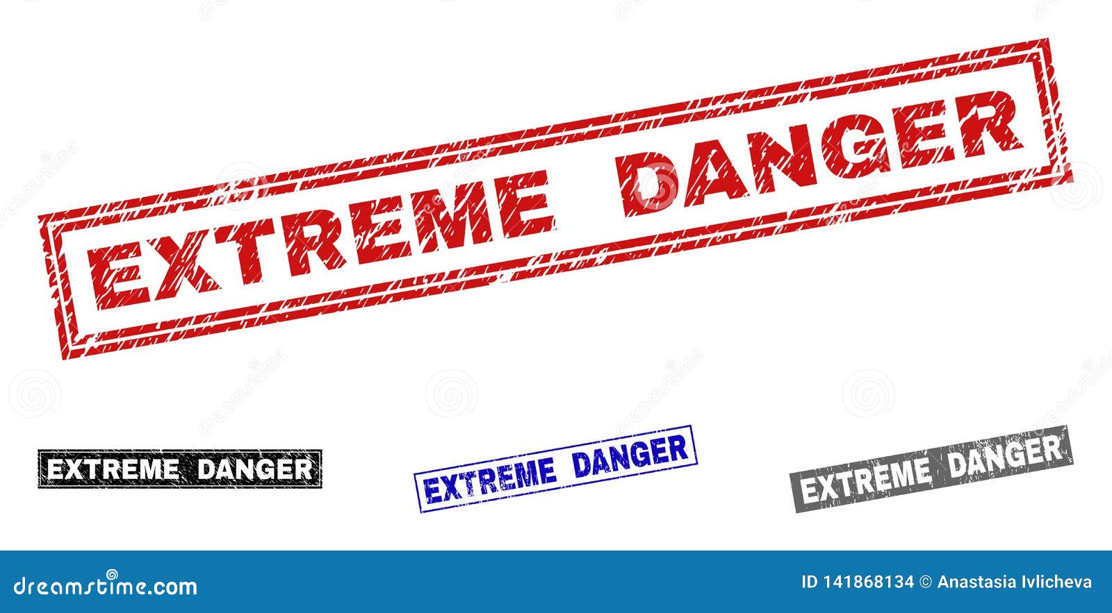 Grunge EXTREME DANGER Scratched Rectangle Stamp Seals Stock Vector ...