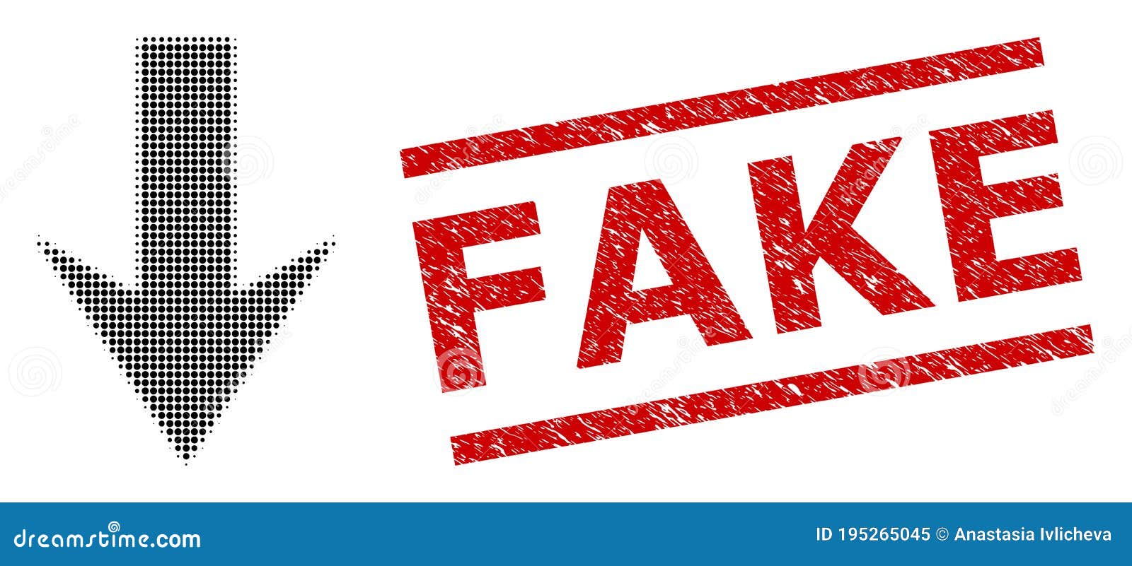 Grunge Fake Seal and Halftone Dotted Arrow Down Stock Vector ...