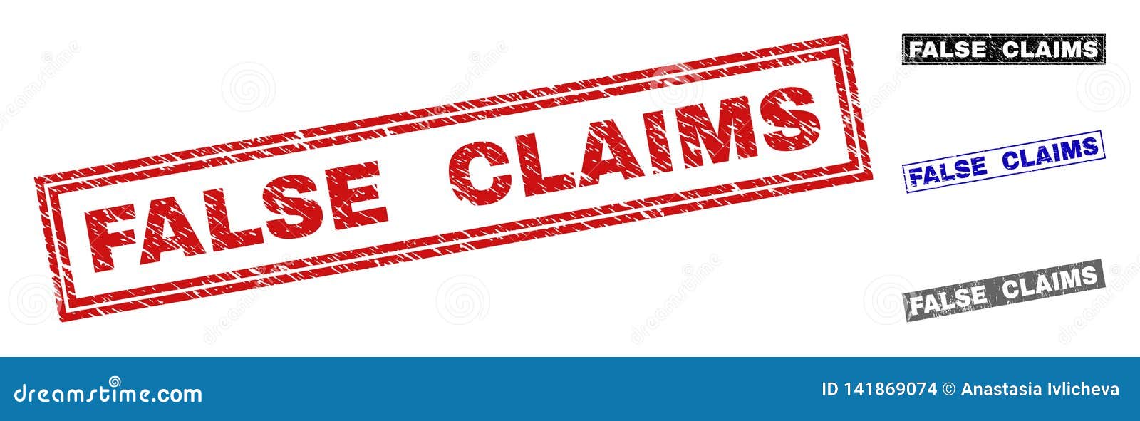 Grunge FALSE CLAIMS Scratched Rectangle Watermarks Stock Vector ...