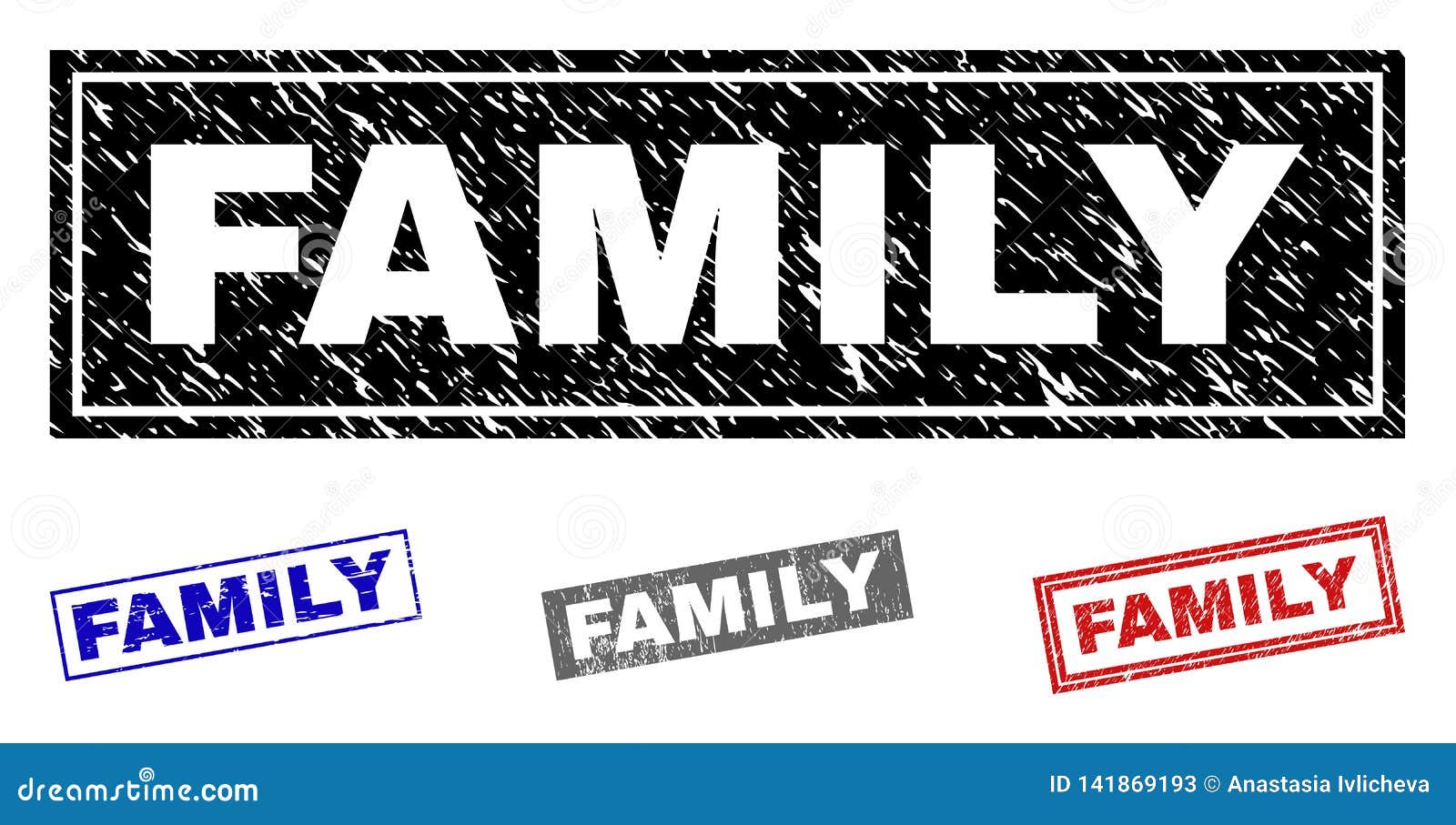 Grunge FAMILY Textured Rectangle Stamps Stock Vector - Illustration of ...
