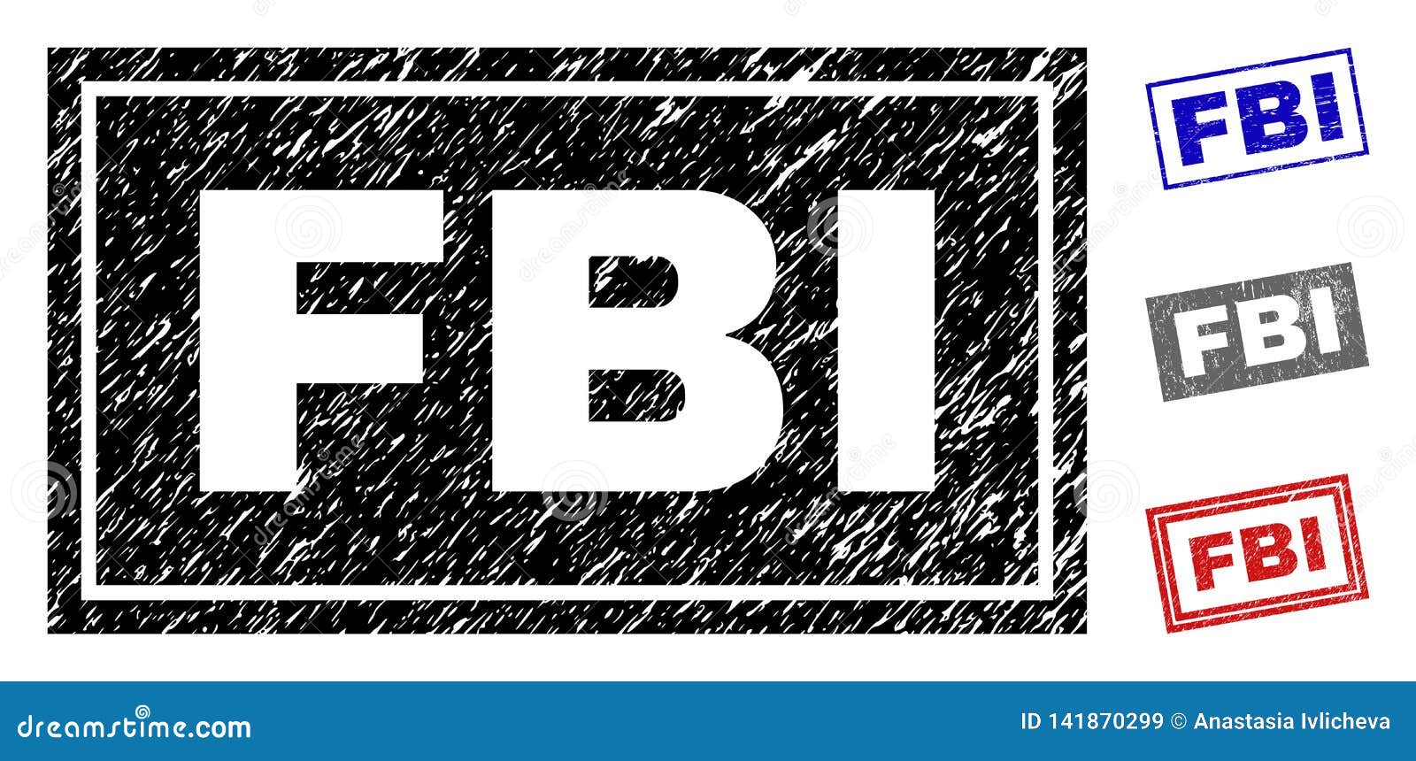 Grunge FBI Scratched Rectangle Stamps Stock Vector - Illustration of ...