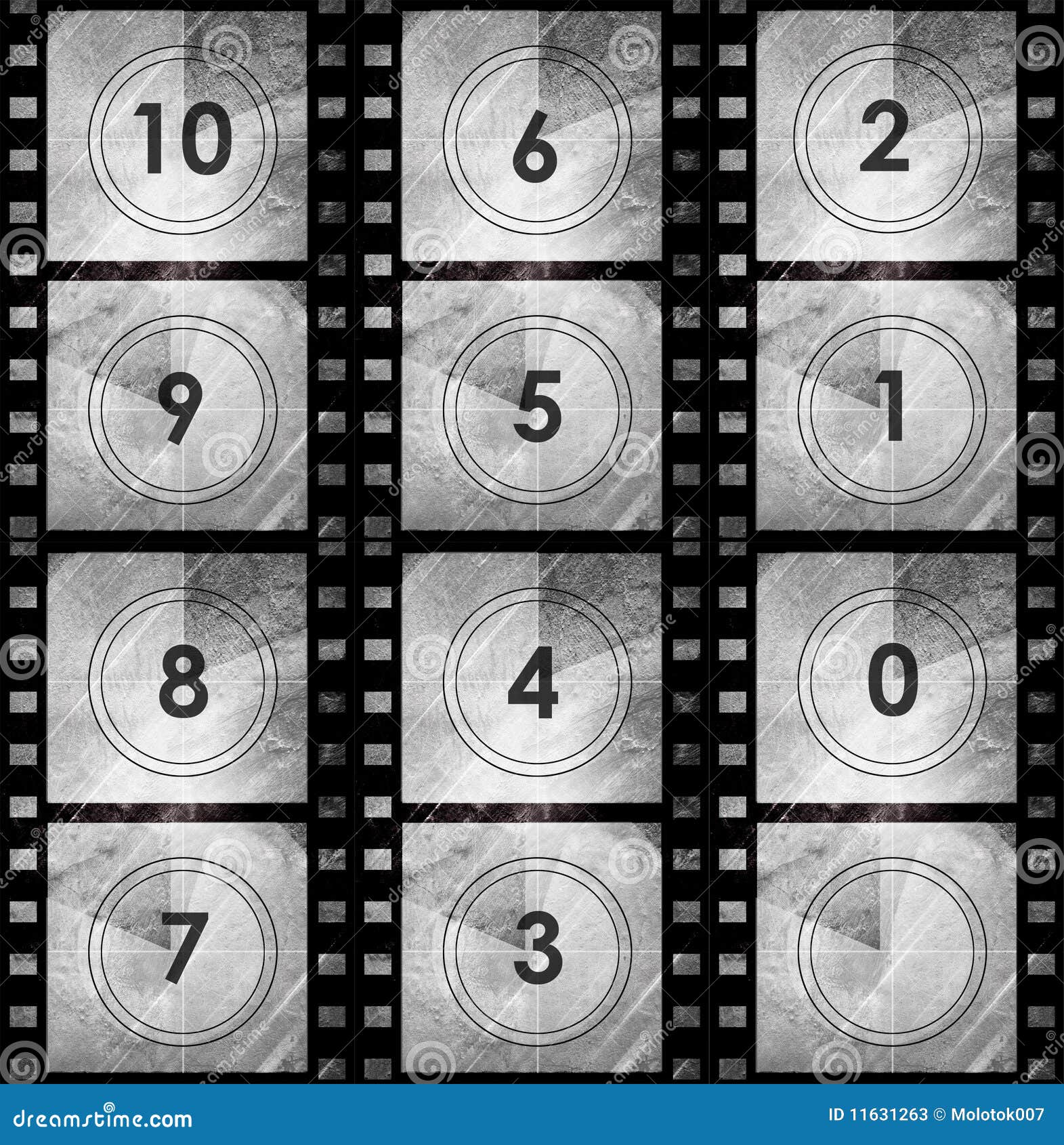 Grunge Film Countdown in Dark Color Stock Illustration - Illustration ...