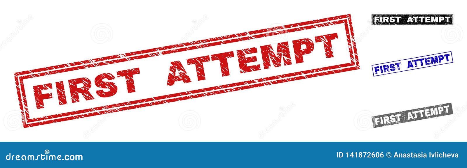 Grunge FIRST ATTEMPT Textured Rectangle Watermarks Stock Vector ...