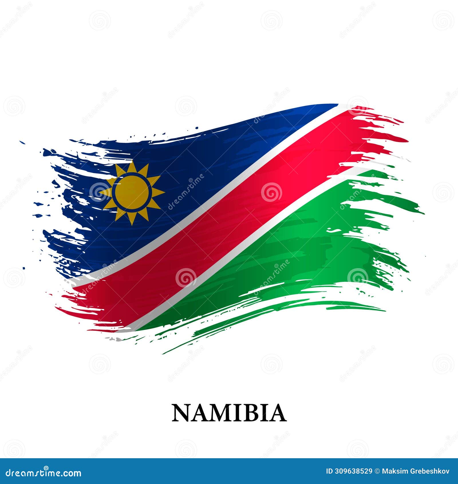 Grunge Flag Of Namibia Brush Stroke Vector Stock Vector Illustration