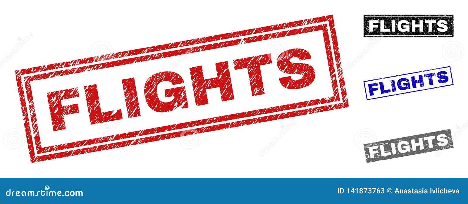 Grunge FLIGHTS Scratched Rectangle Watermarks Stock Vector ...