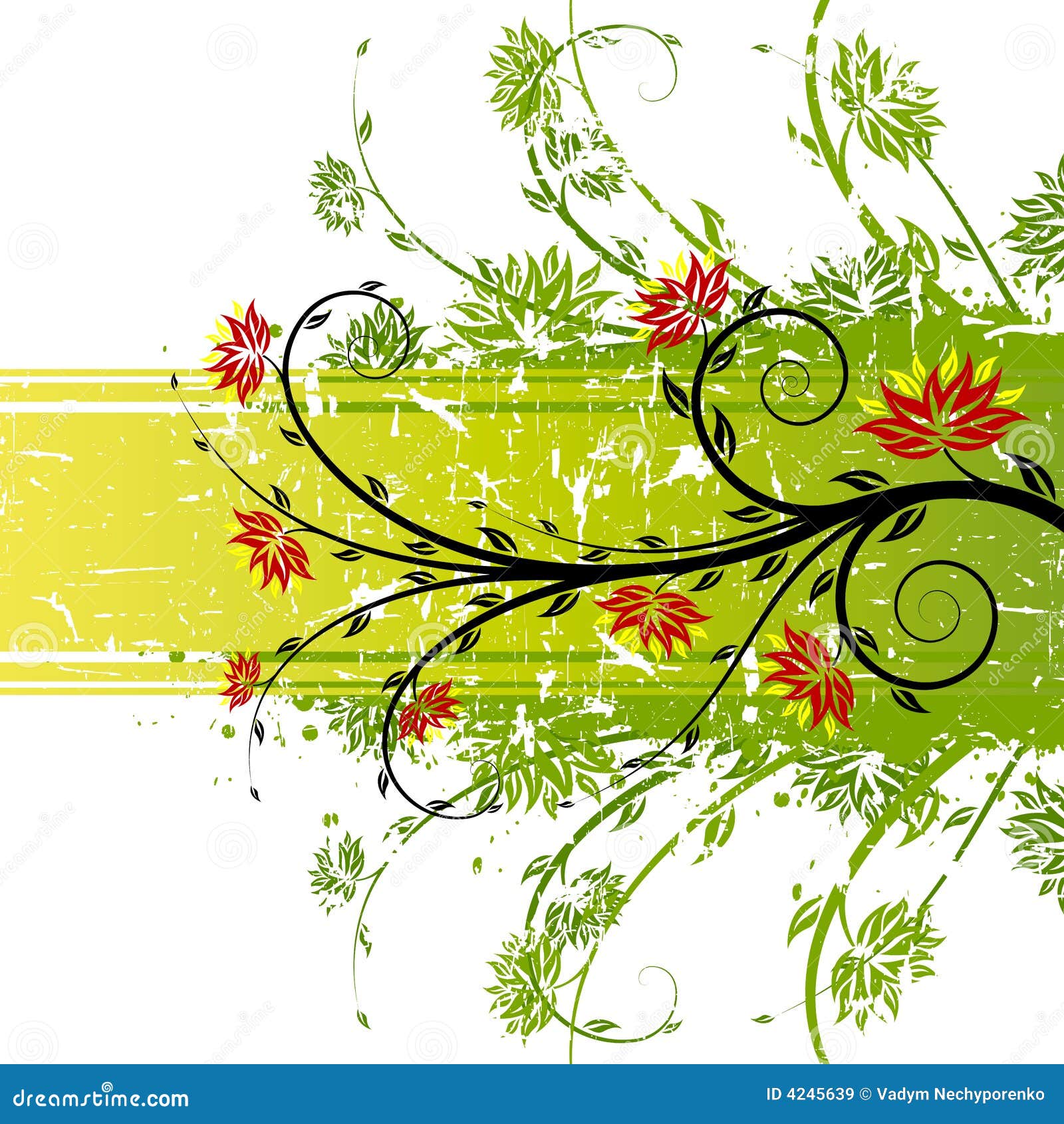 Grunge Floral Background stock vector. Illustration of curled - 4245639