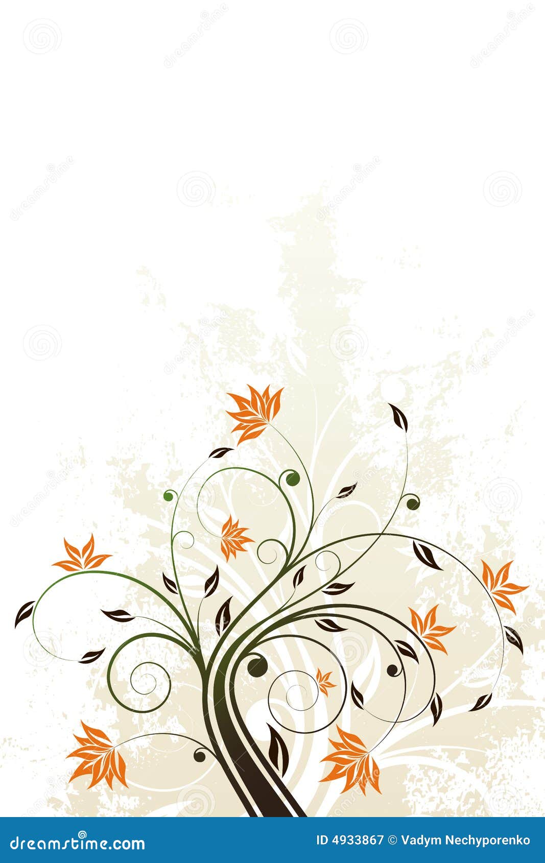 Grunge Floral scroll stock vector. Illustration of modern - 4933867