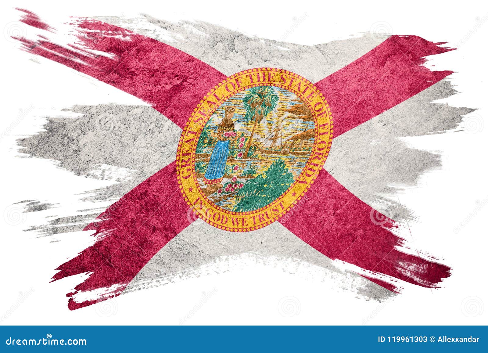 Grunge Florida State Flag Florida Flag Brush Stroke Stock Illustration