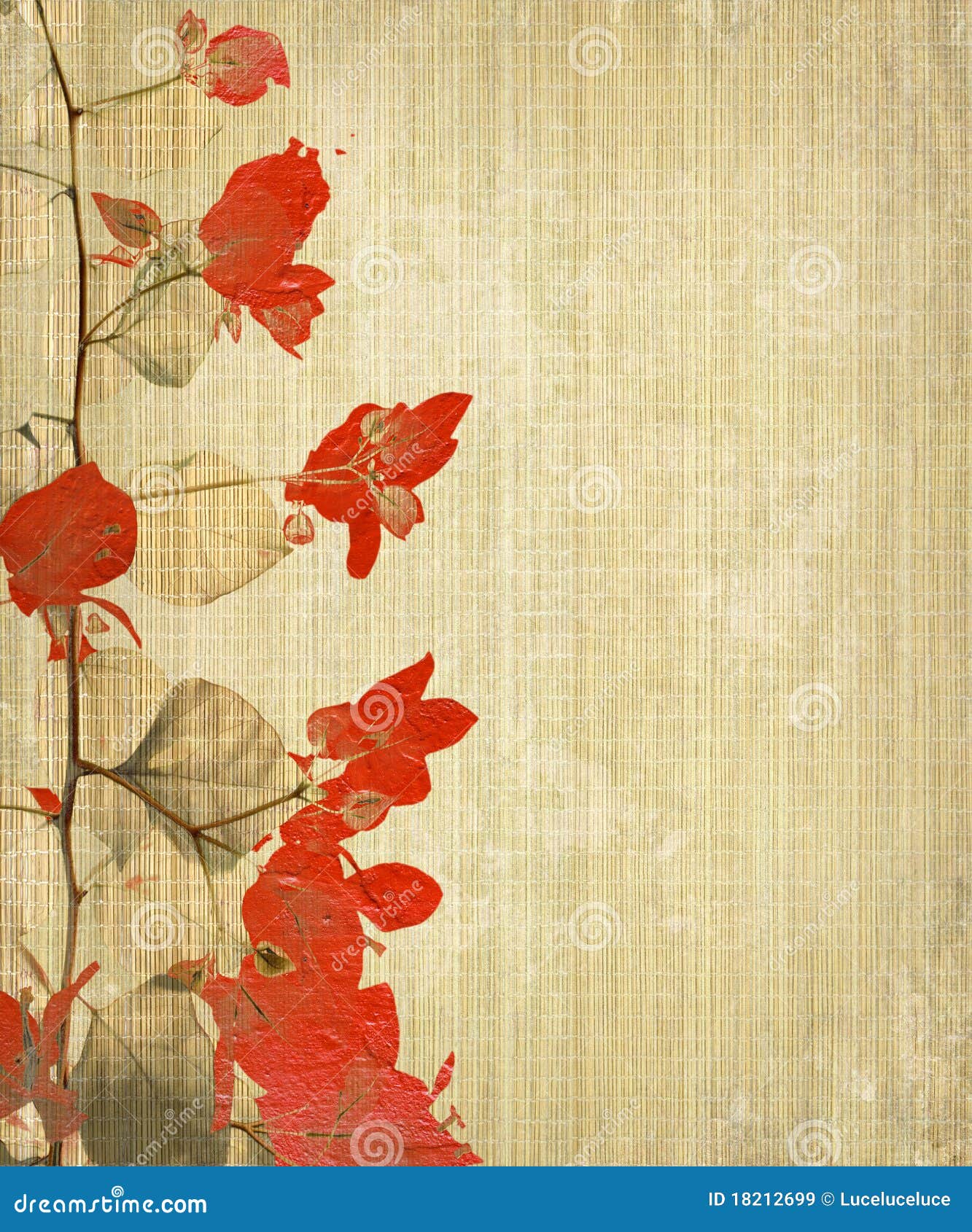 Grunge Flower Art on Bamboo Background Stock Illustration ...