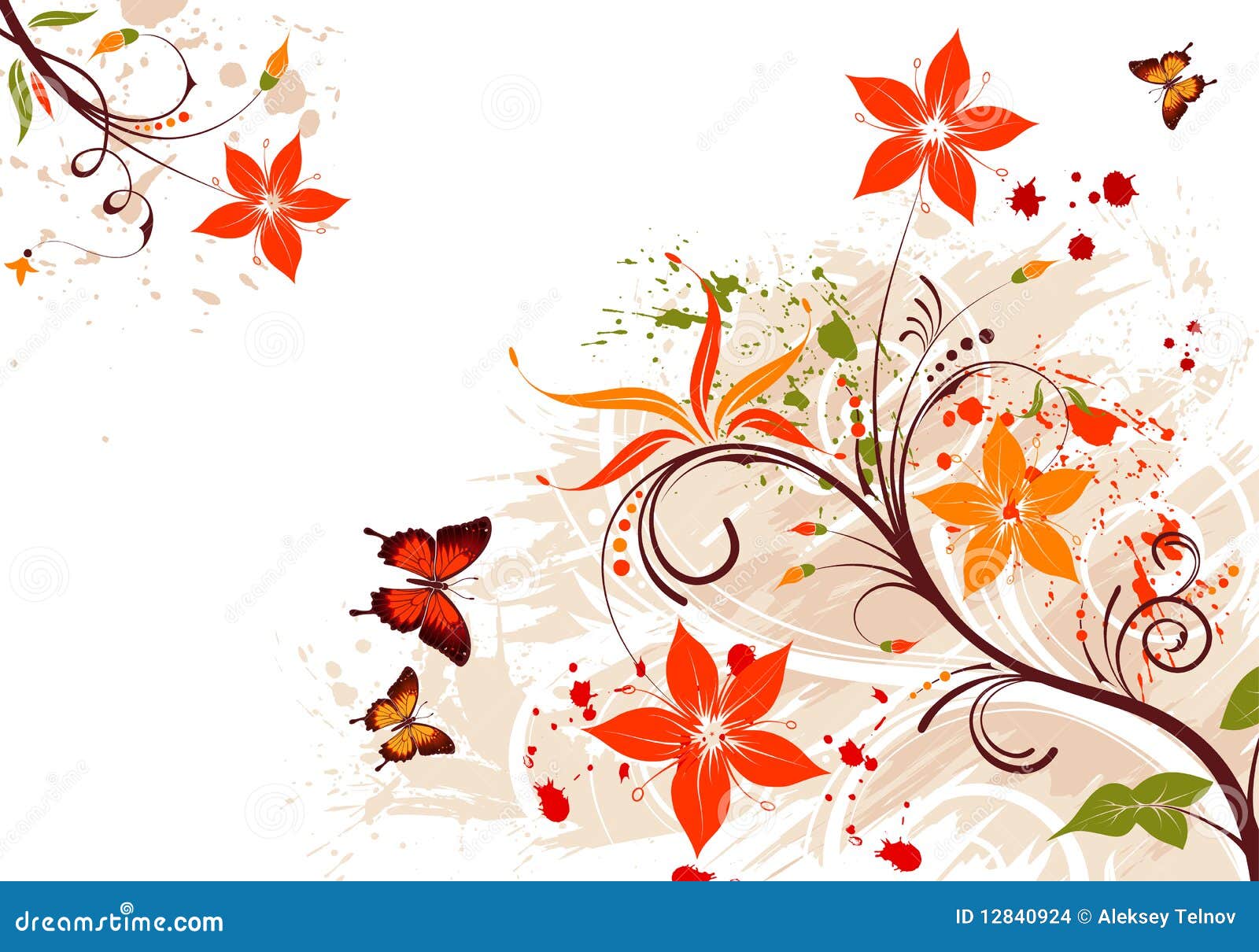 Grunge flower background stock vector. Illustration of green - 12840924