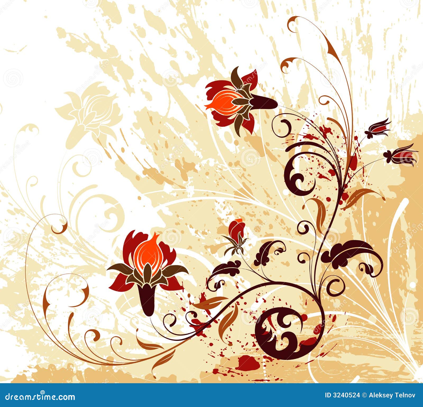 Grunge flower background stock vector. Illustration of leaf - 3240524