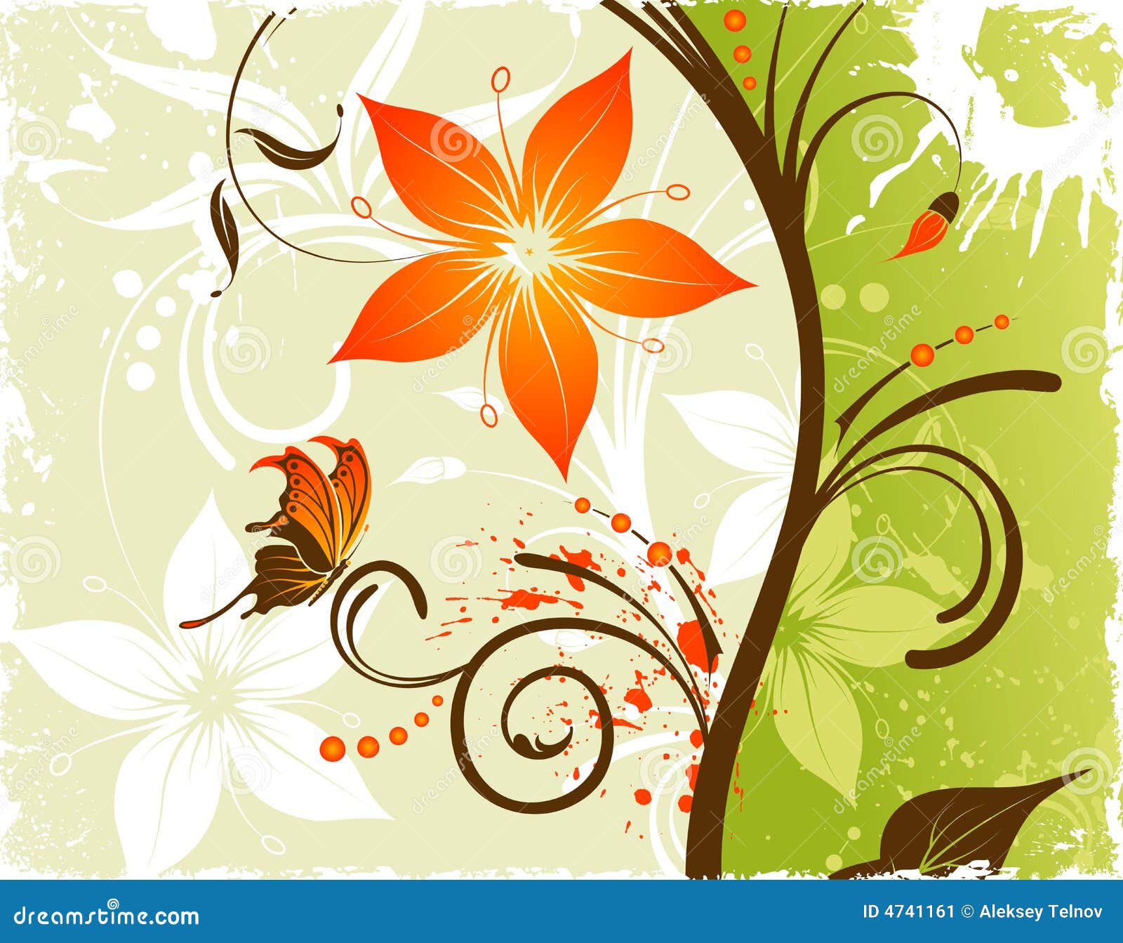 Grunge flower background stock vector. Illustration of flower - 4741161