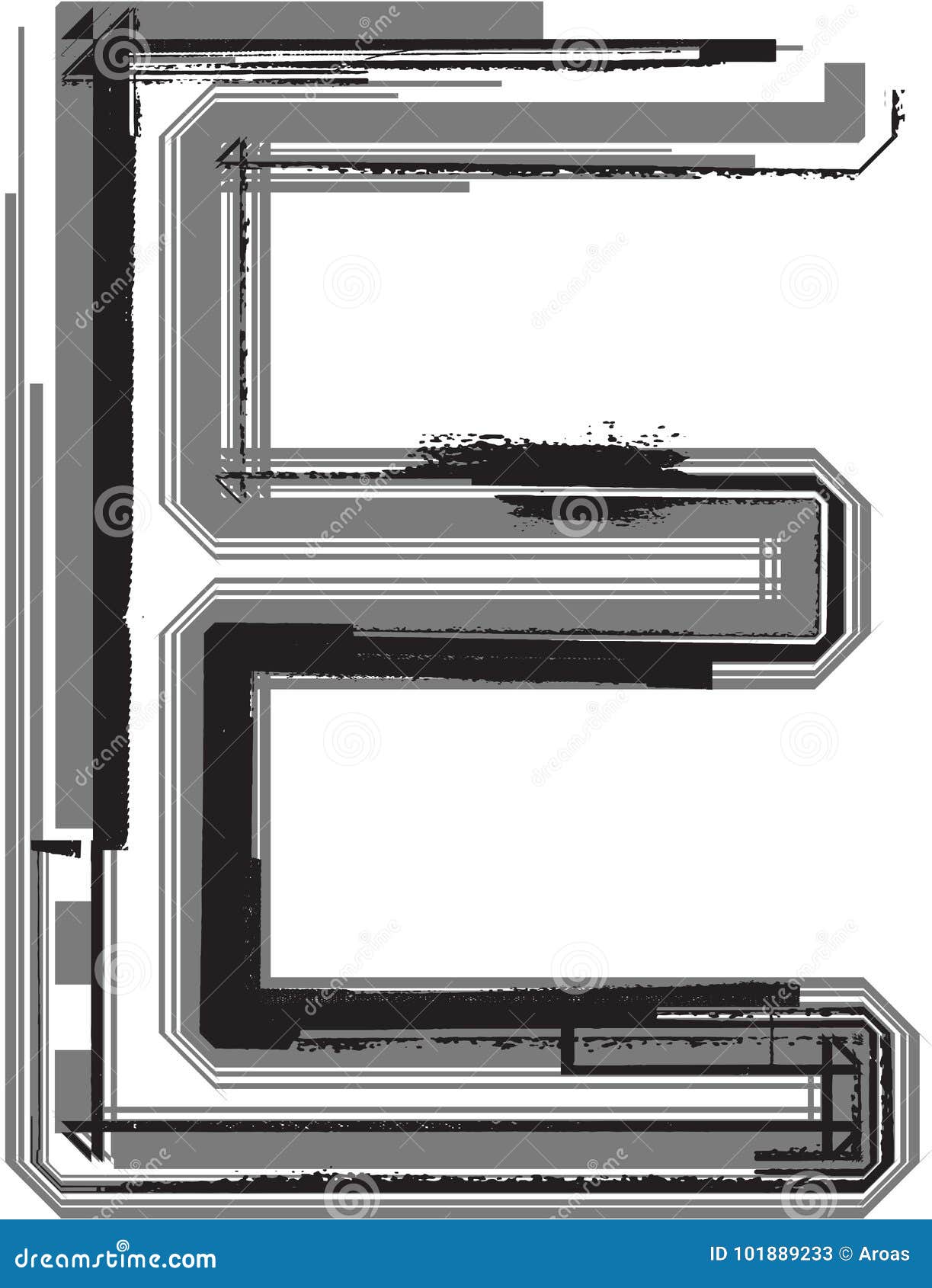 Grunge font. Letter E stock vector. Illustration of case - 101889233