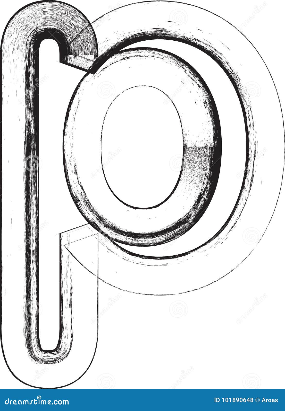 Grunge Font. Letter p stock vector. Illustration of print - 101890648