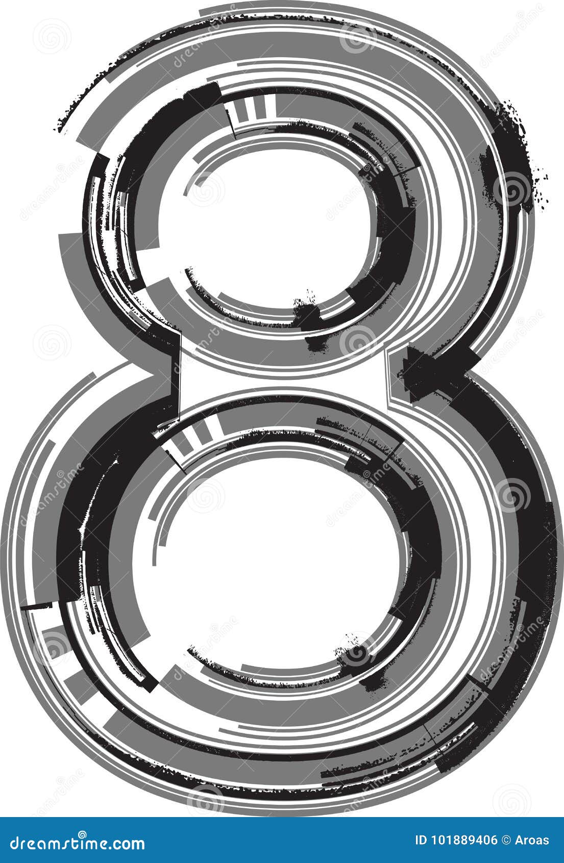 Grunge Font. Number 8 stock vector. Illustration of alphabet - 101889406