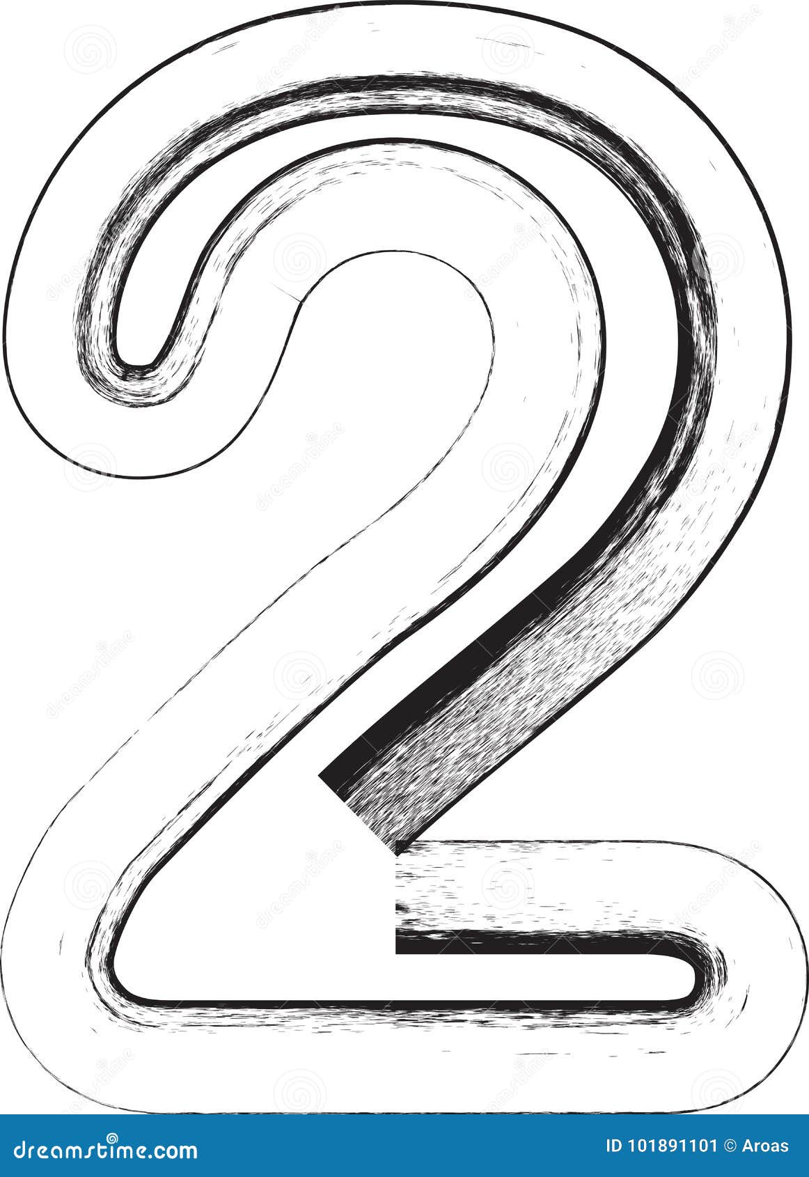 Grunge Font. Number 2 stock vector. Illustration of alphabet - 101891101