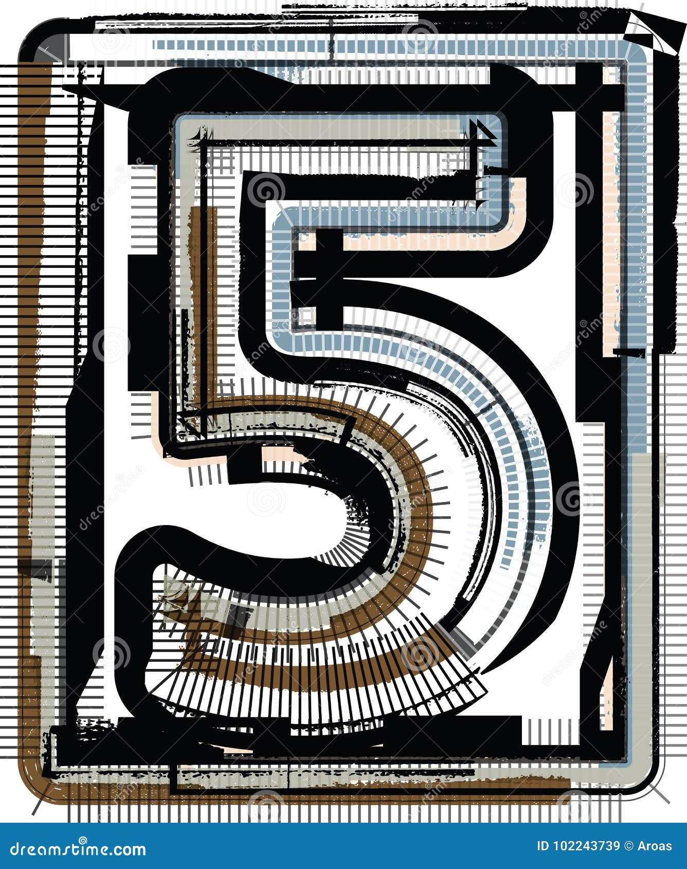 Grunge Font NUMBER 5 stock vector. Illustration of pattern - 102243739