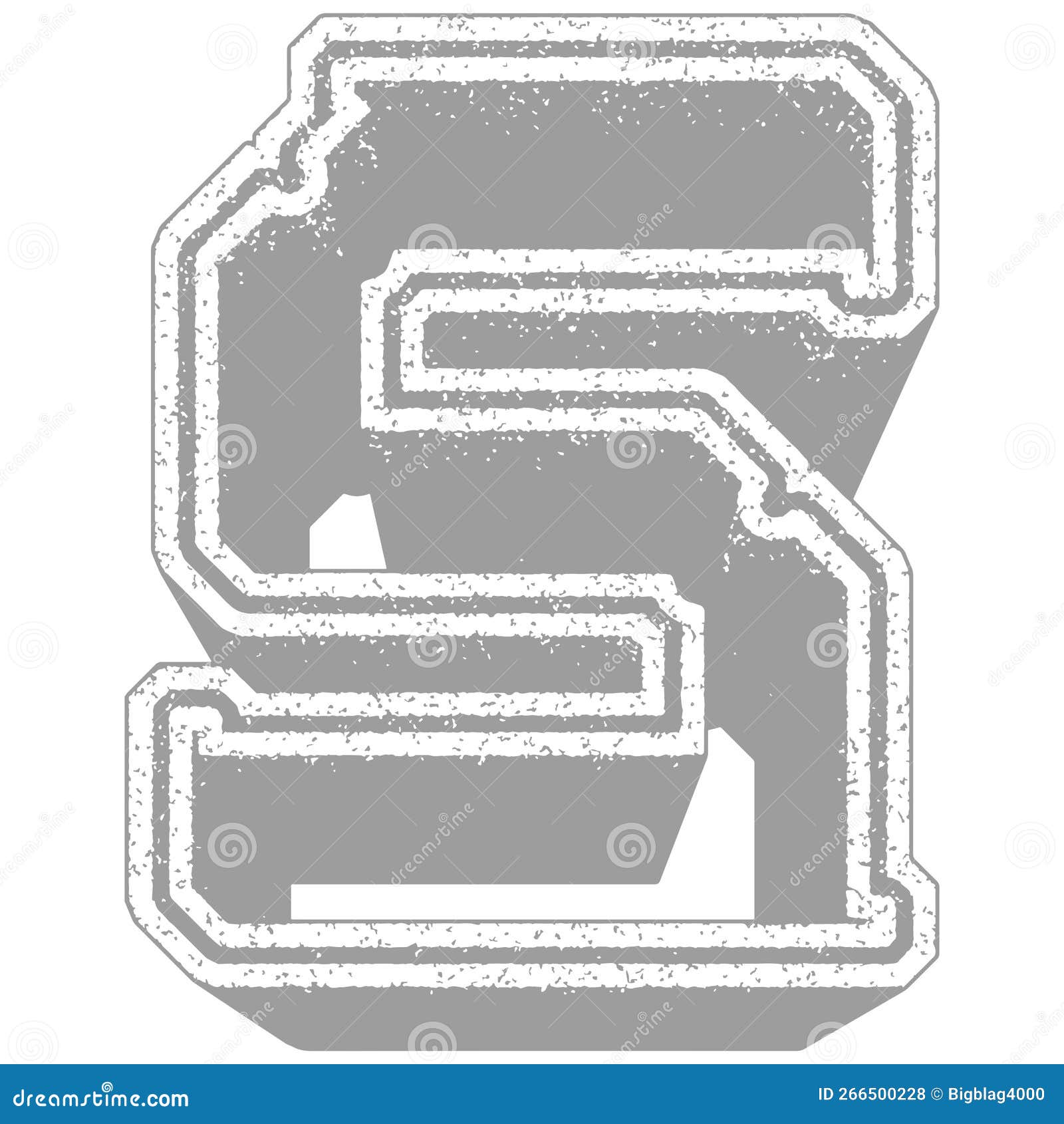 Grunge Font.Vector Rough Uppercase Number. Stock Vector - Illustration ...