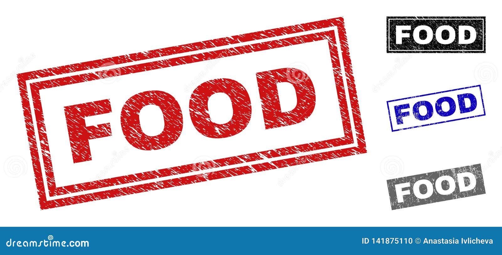 Grunge FOOD Scratched Rectangle Watermarks Stock Vector - Illustration ...