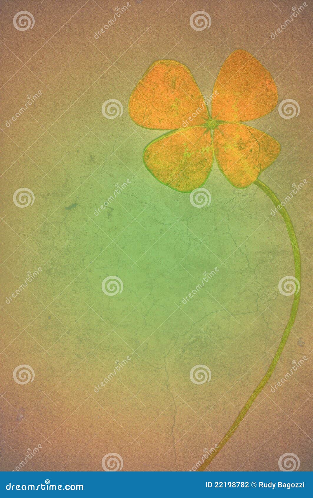 Grunge Four-leaved Clover Postcard Stock Illustration - Illustration of ...