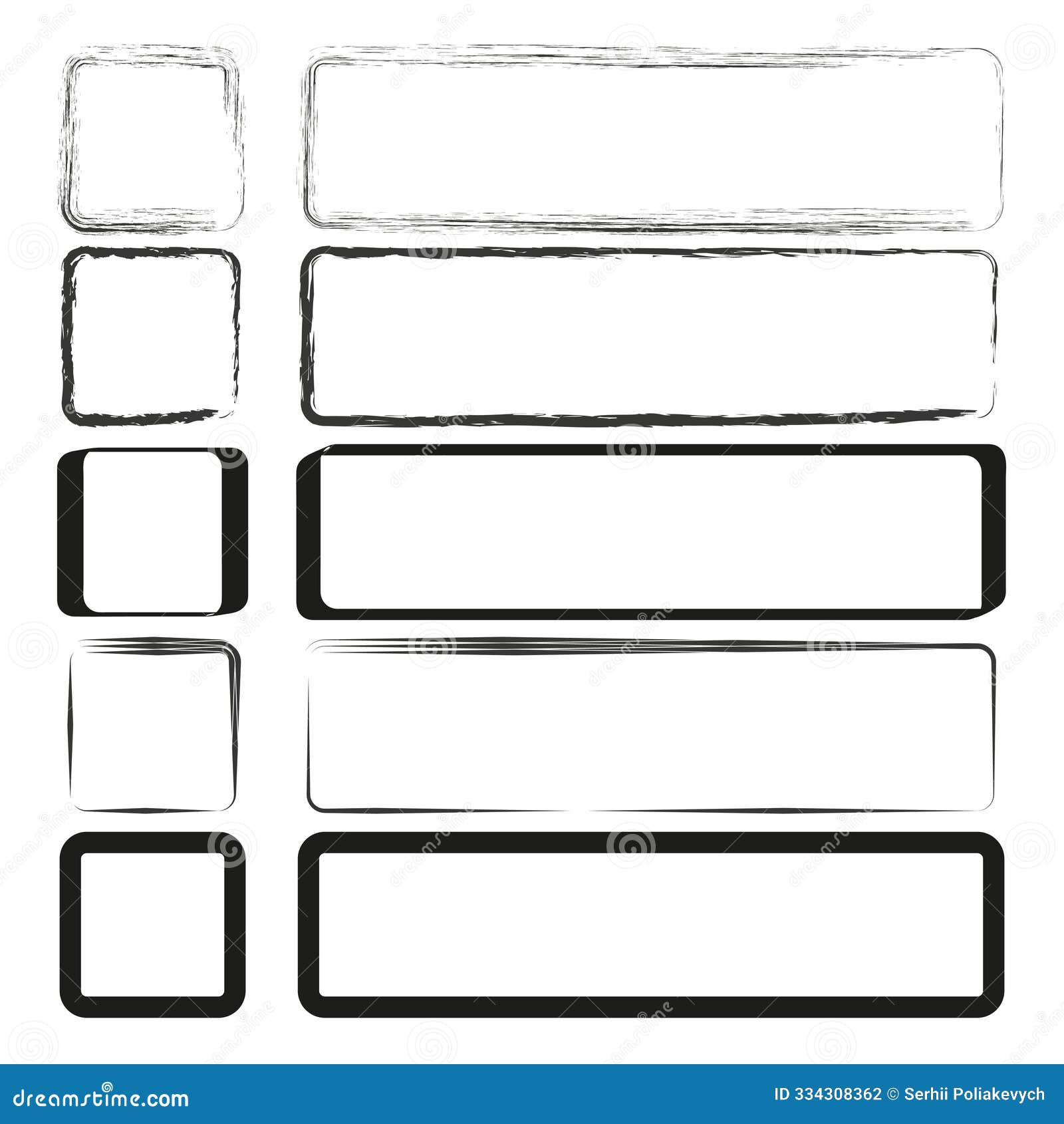 Grunge Frame Collection. Rectangular and Square Shapes. Hand Drawn ...