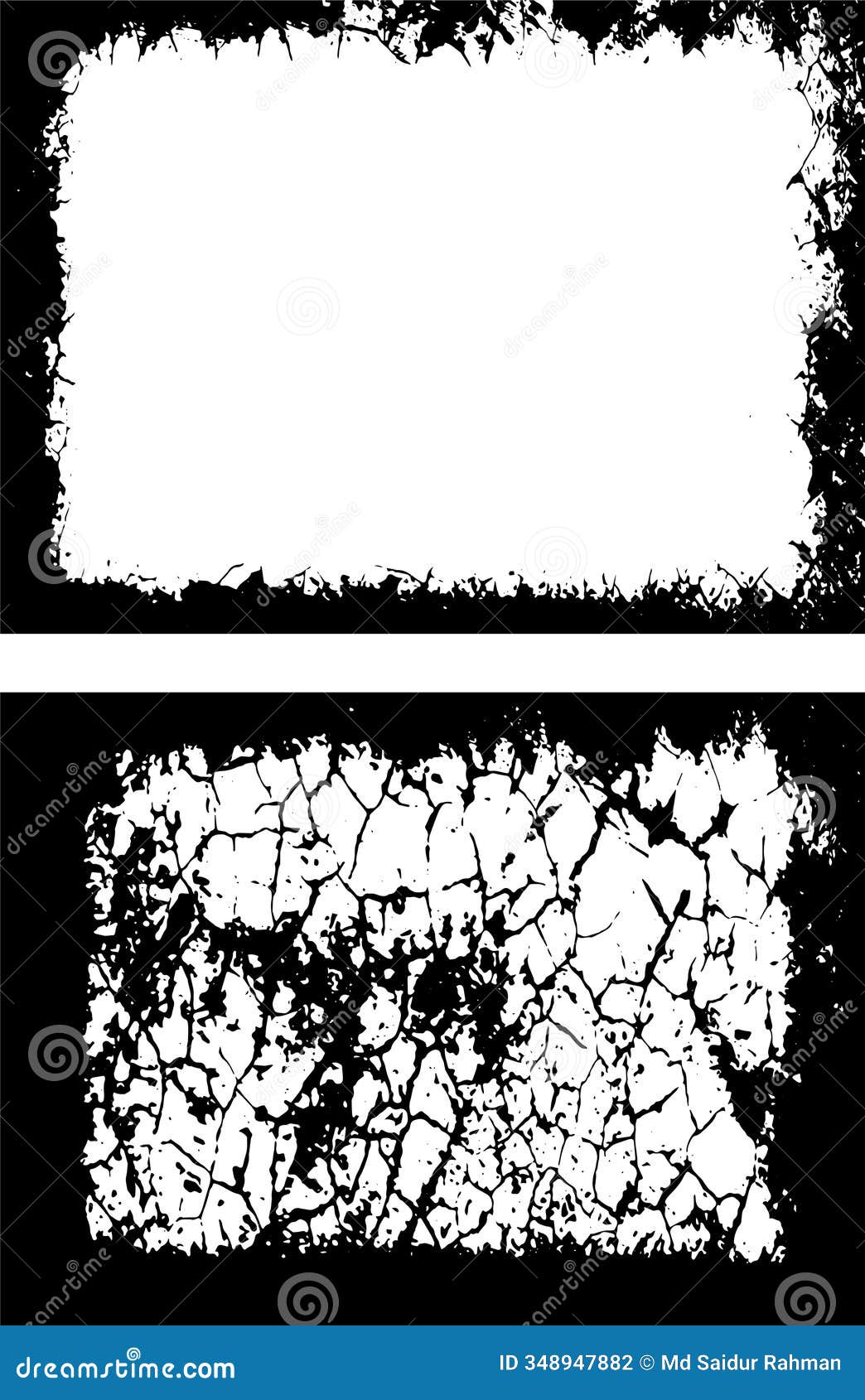 Grunge Frame Design Set, Dynamic Grunge Frame Design, Two Rectangular ...