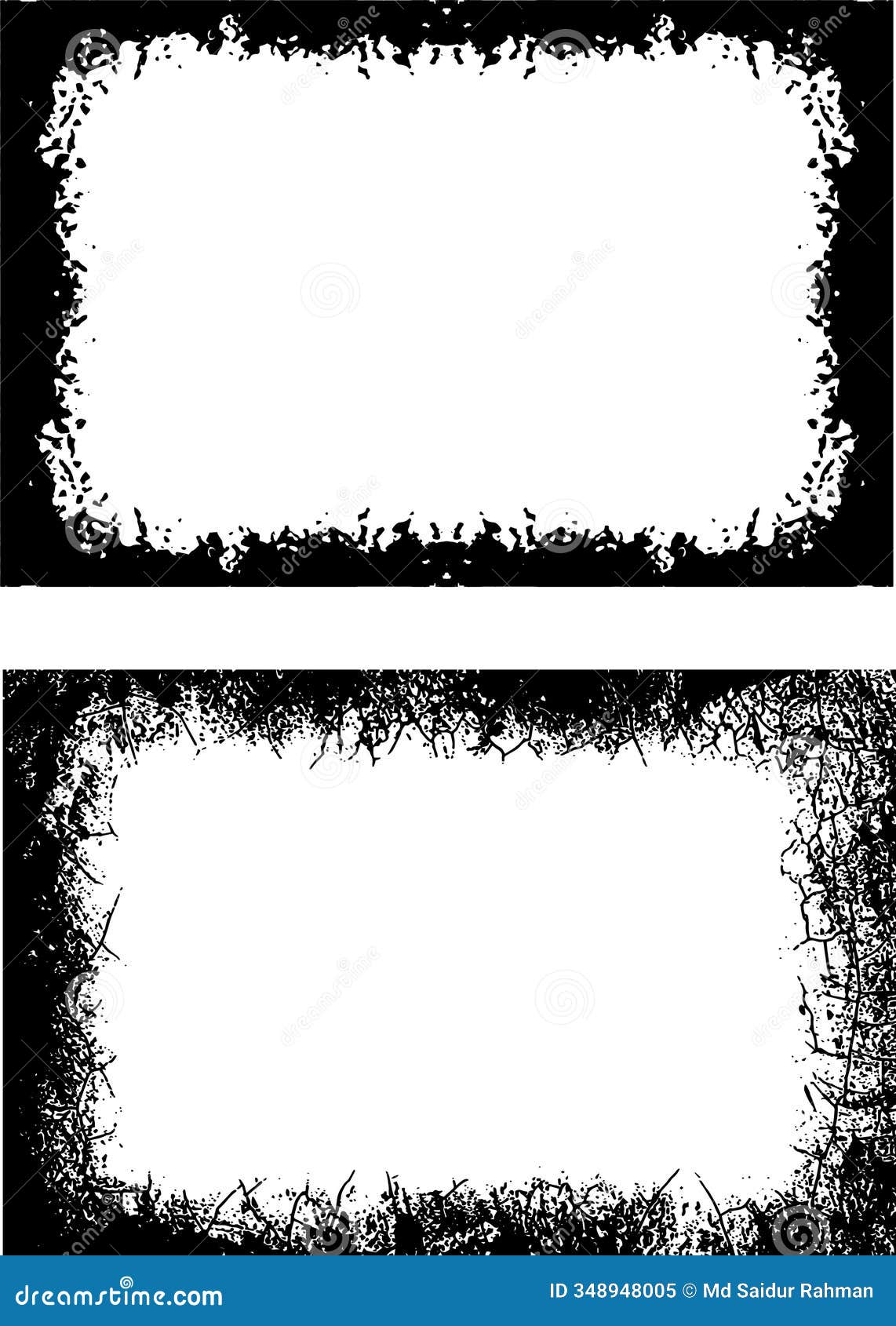 Grunge Frame Design Set, Dynamic Grunge Frame Design, Two Rectangular ...