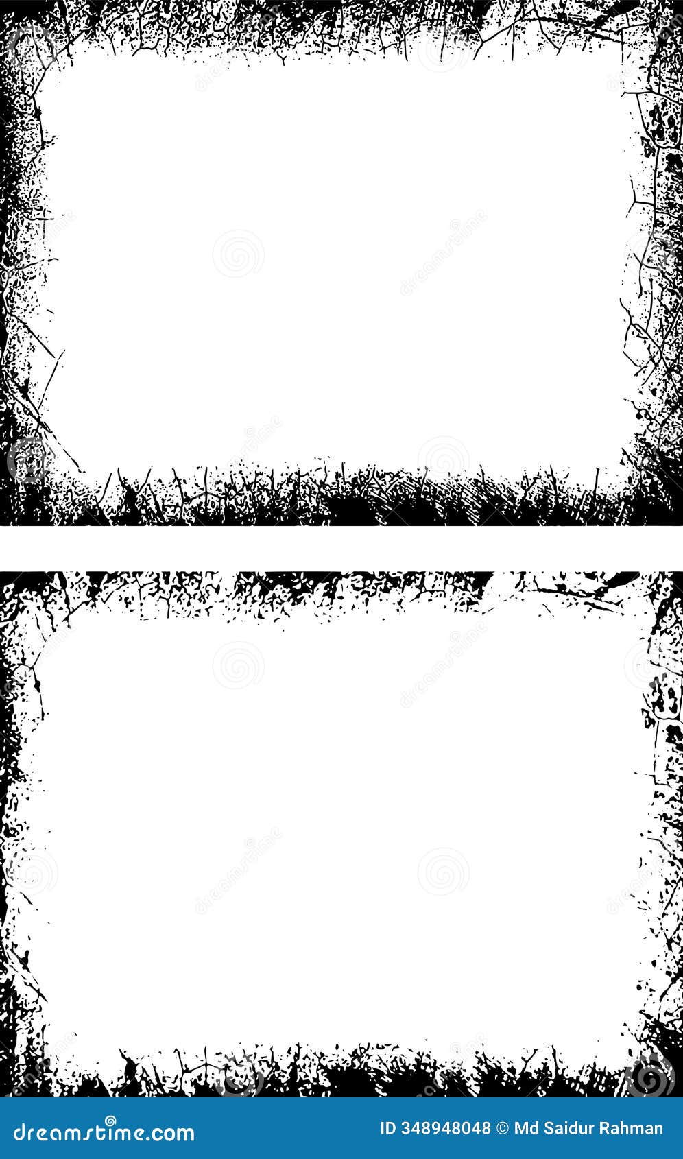 Grunge Frame Design Set, Dynamic Grunge Frame Design, Two Rectangular ...