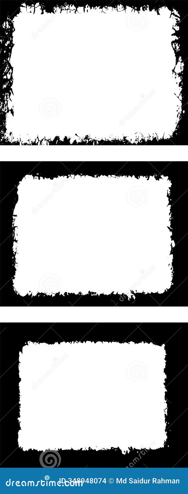 Grunge Frame Design Set, Rectangular Frames with Cracked and Distressed ...