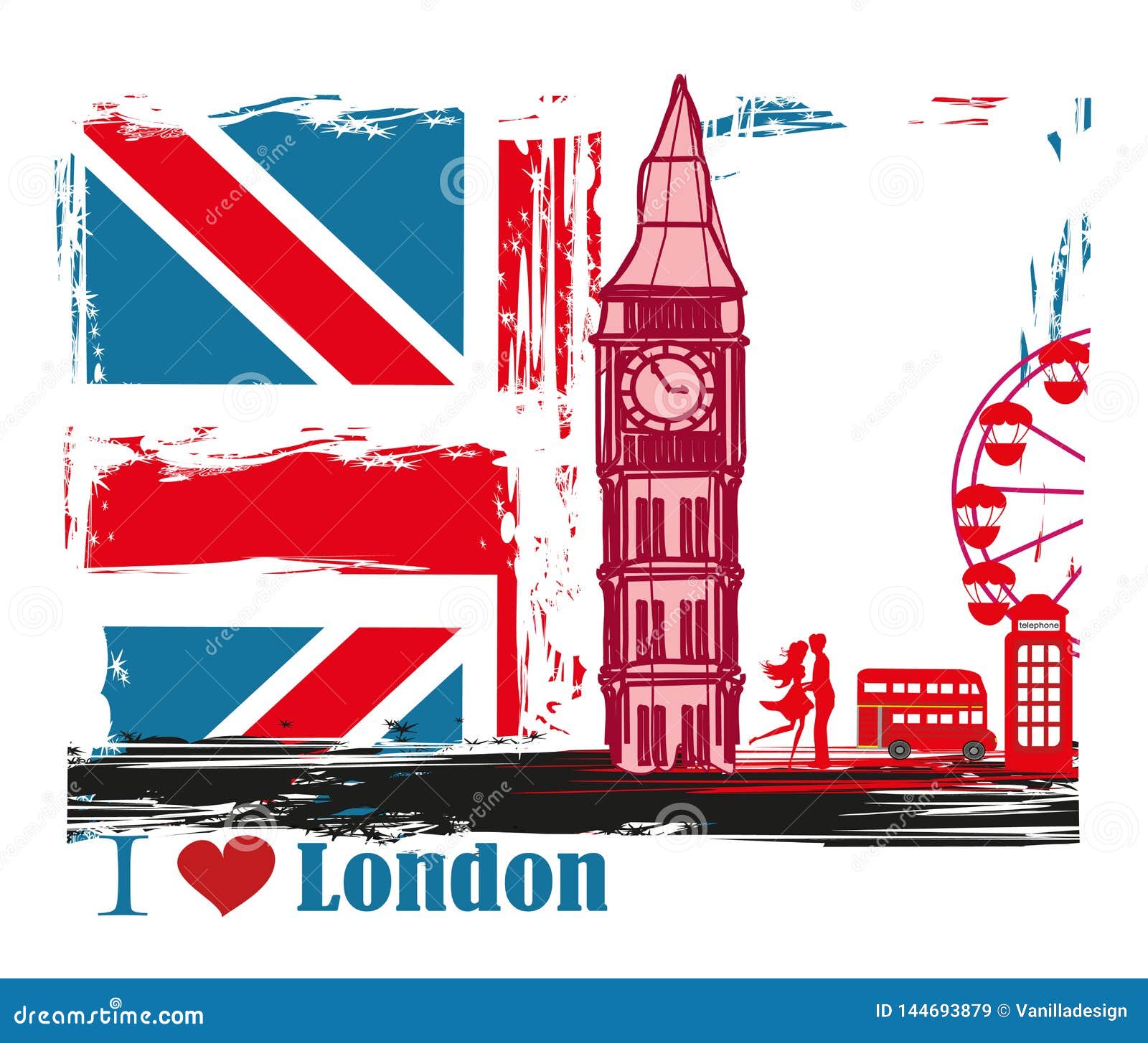 Grunge Frame with Icons of London Stock Vector - Illustration of black ...