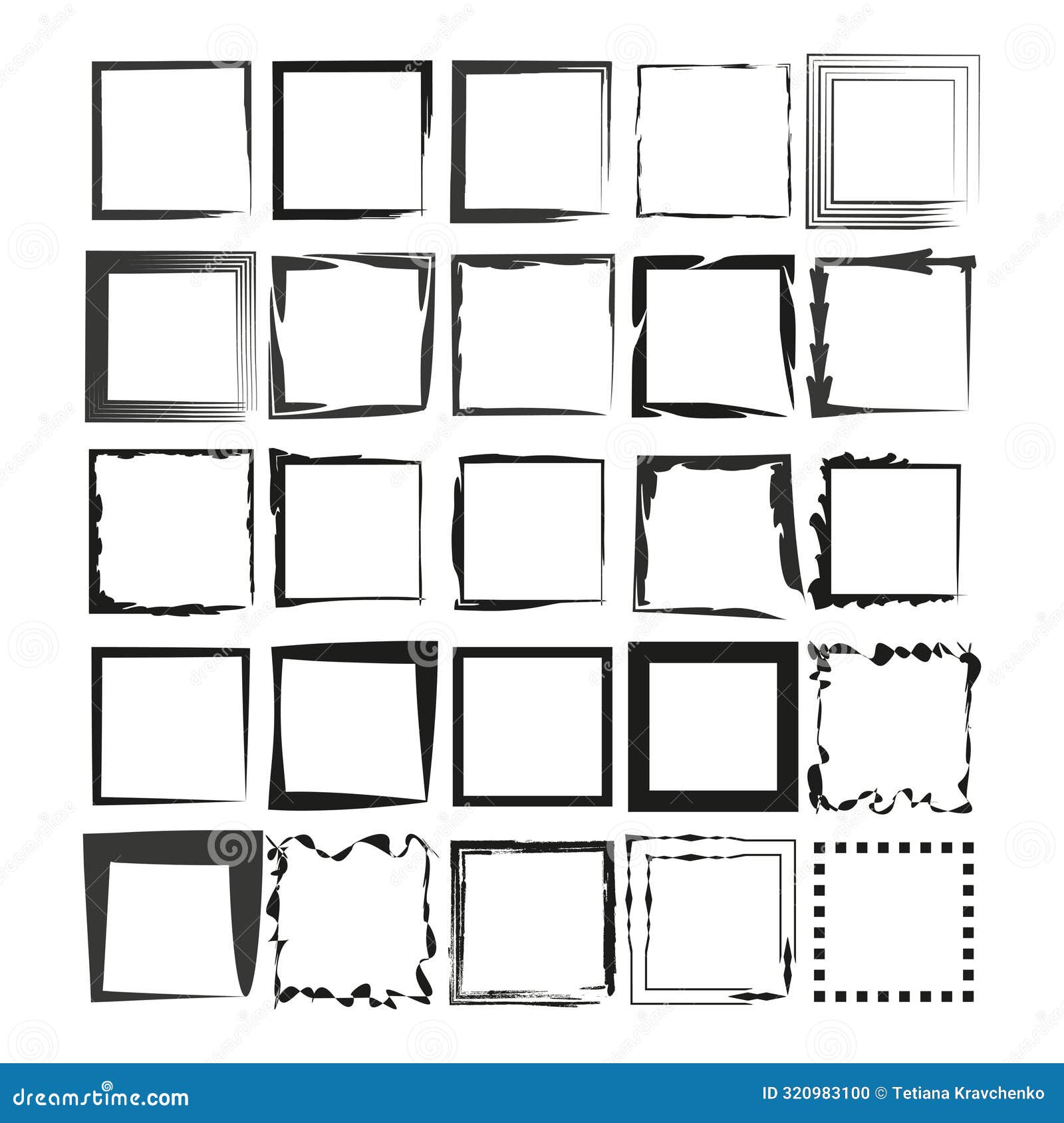 Grunge Frame Icons. Various Black Outlines. Abstract Borders. Vector ...