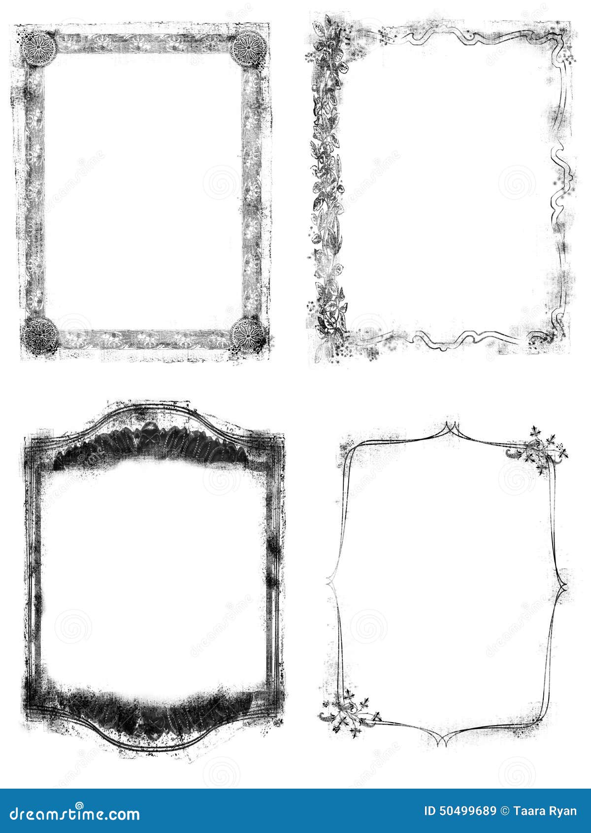 4 Grunge Frame Overlays Borders Stock Illustration - Illustration of ...