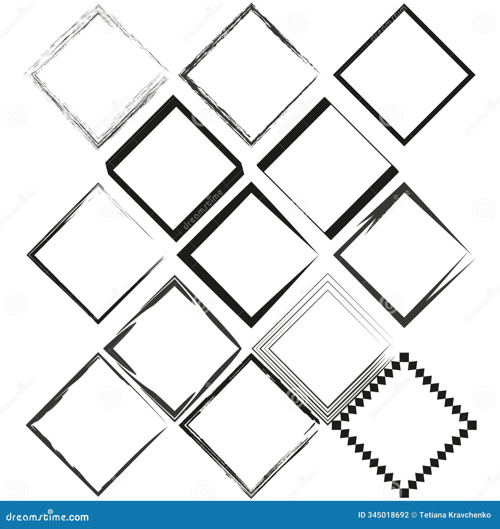 Grunge Frame Set. Distressed Border Designs. Rough Square Frames ...