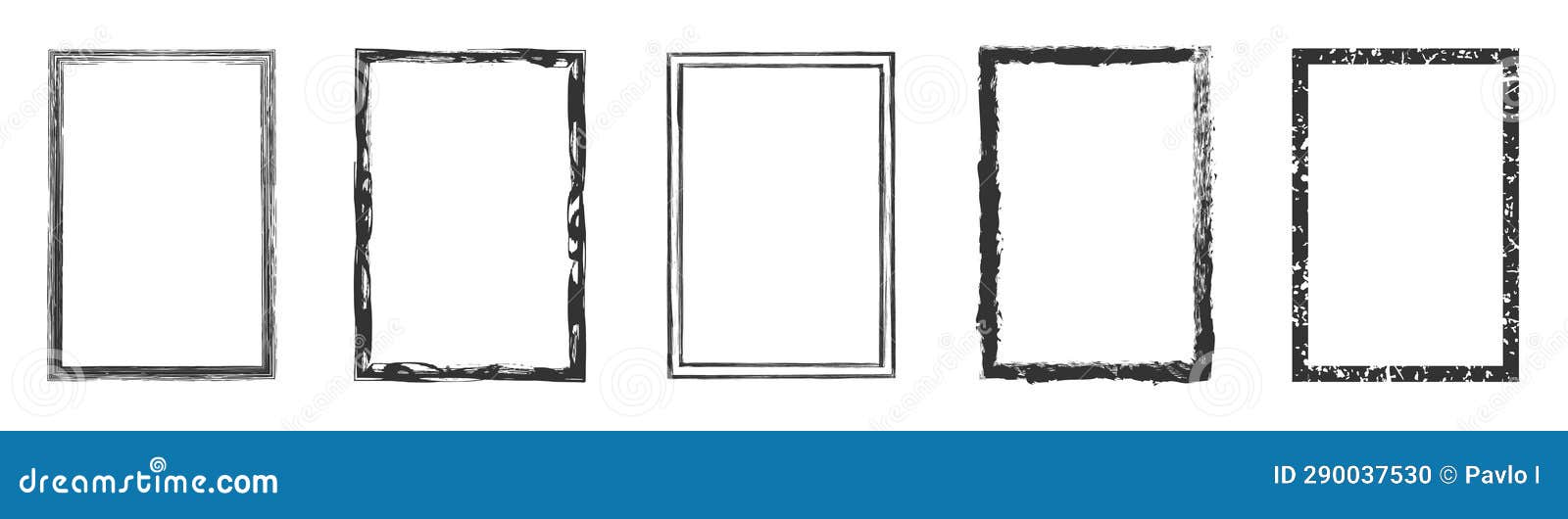 Grunge Frame Set, Grounge Border Rectangle Collecton - Vector Stock ...