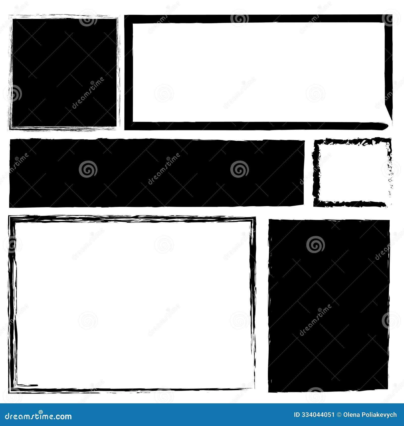 Grunge Frame Set. Hand Drawn Borders. Abstract Rectangular Shapes ...