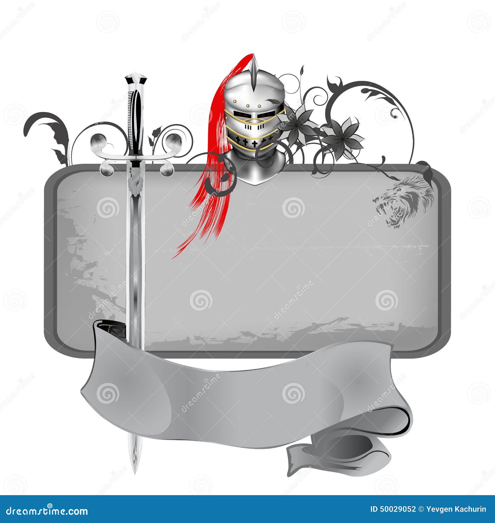 Grunge Frame with Swords and Knights Helmet Stock Vector - Illustration ...