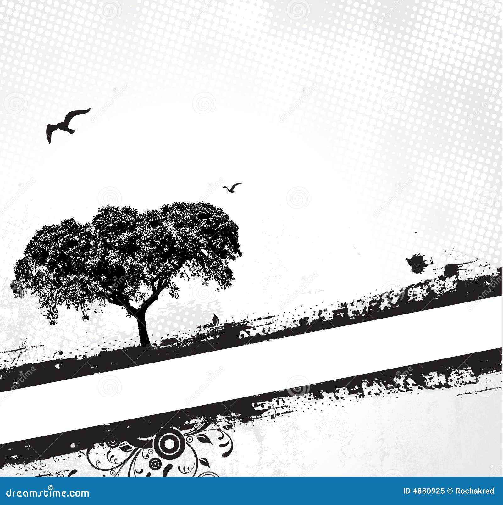 Grunge frame with tree stock vector. Illustration of modern - 4880925