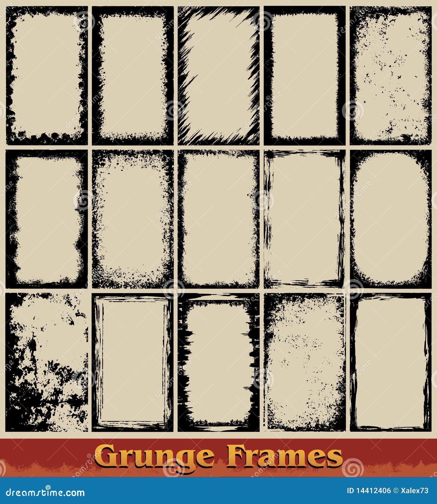 Set Of Grunge Frames, Background Overlays, Dirty Corners Stock ...